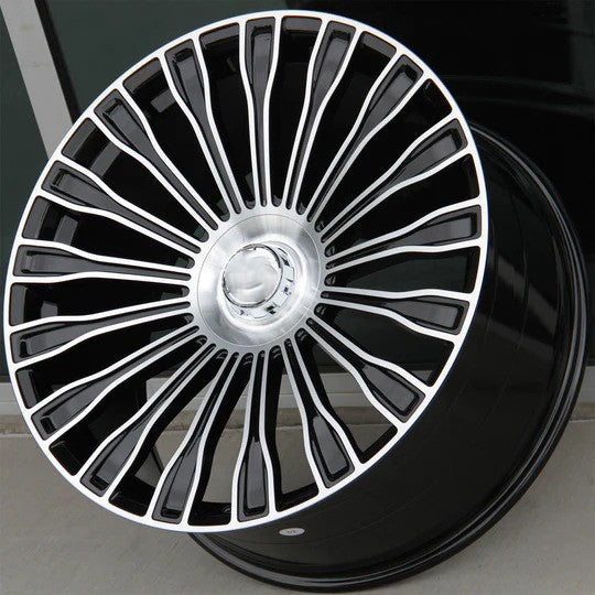 22" Maybach Style Black Machined Staggered Wheels Fits Mercedes S580 S ...