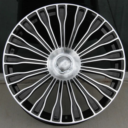 22" Maybach Style Black Machined Staggered Wheels Fits Mercedes S580 S ...